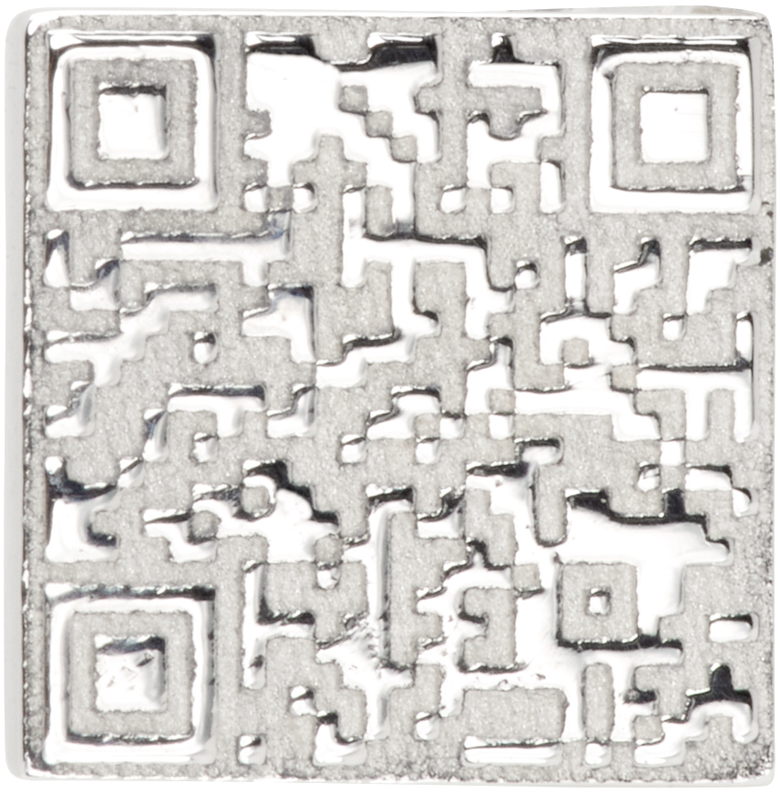 Silver QR Code Single Earring by Secret of Manna on Sale