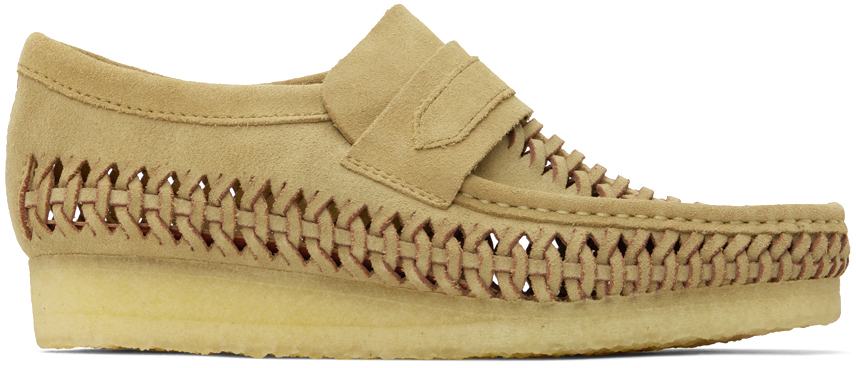 Beige Wallabee Weave Loafers by Clarks Originals on Sale