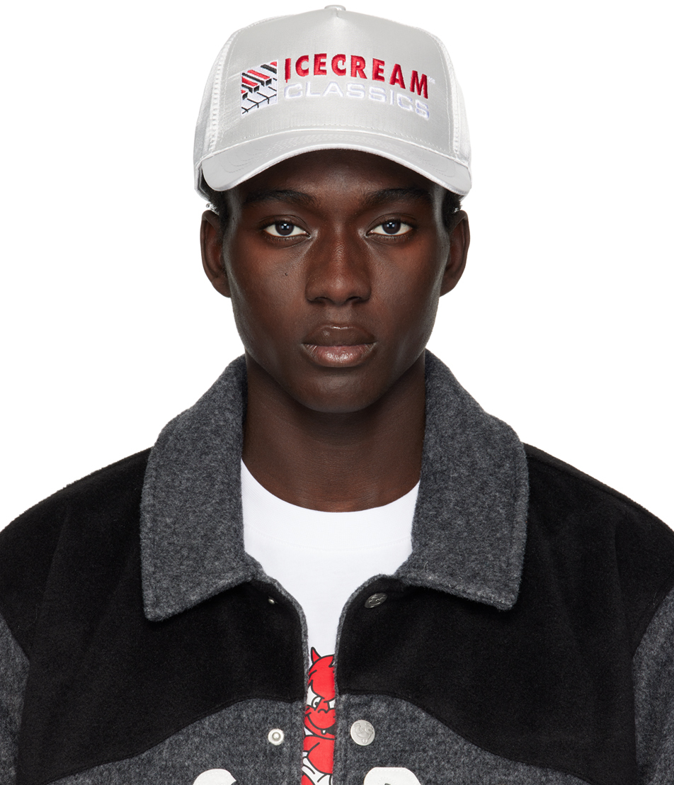 ICECREAM: Silver Piano Satin Trucker Cap | SSENSE Canada