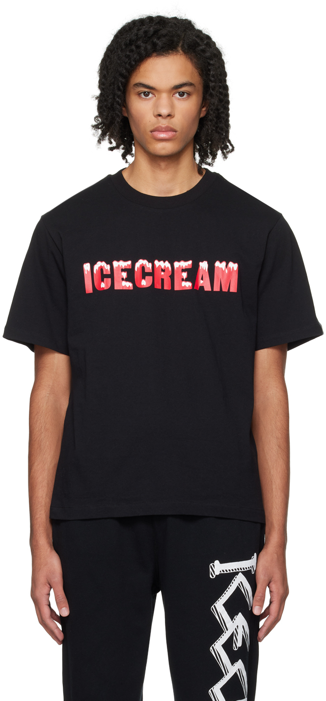 Black Drippy T-Shirt by ICECREAM on Sale