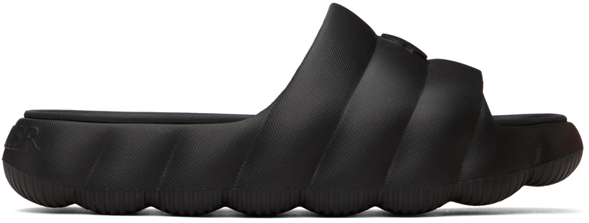 Moncler: Black Lilo Pool Slides | SSENSE Moncler: Black Lilo Pool Slides | SSENSE
