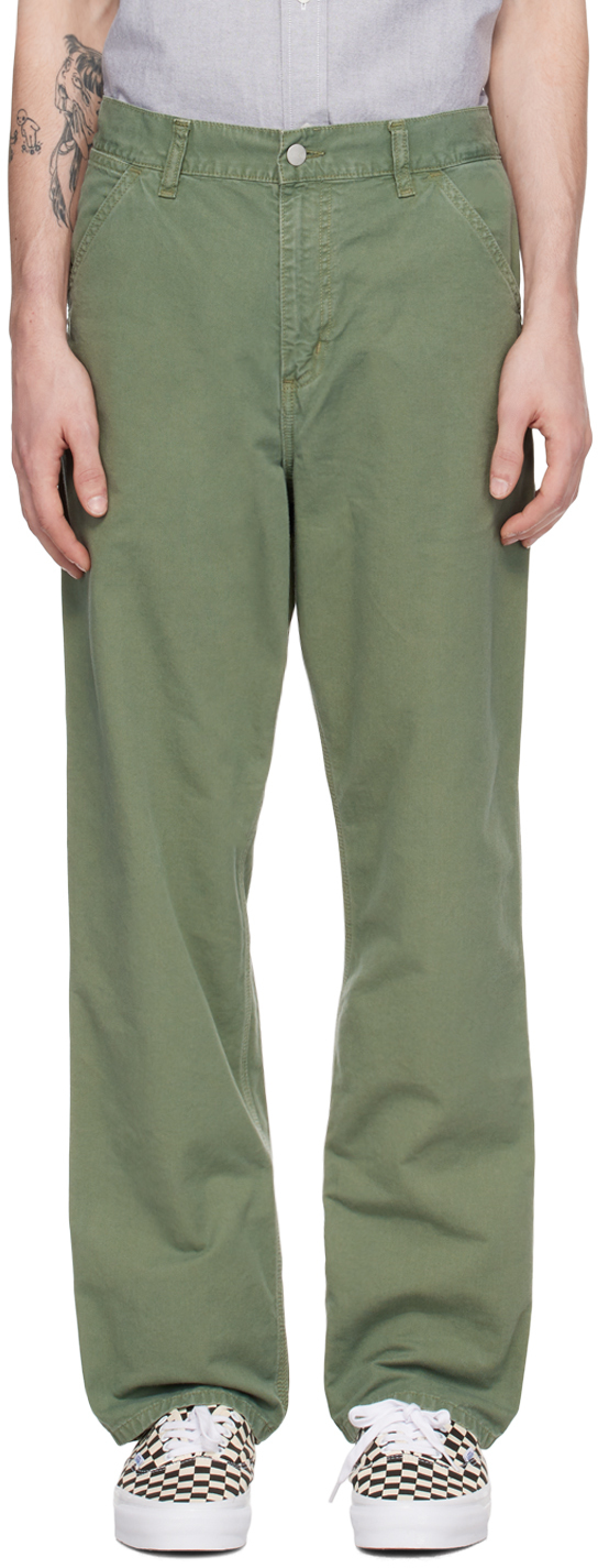 Green Single Knee Trousers by Carhartt Work In Progress on Sale