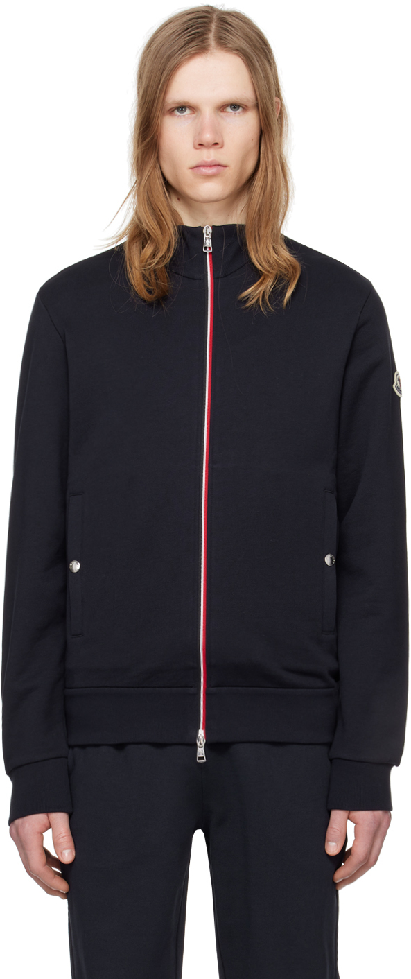 Moncler: Navy Zip-Up Sweatshirt | SSENSE UK