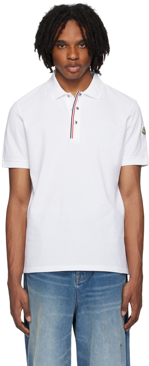 White Press-Stud Polo by Moncler on Sale