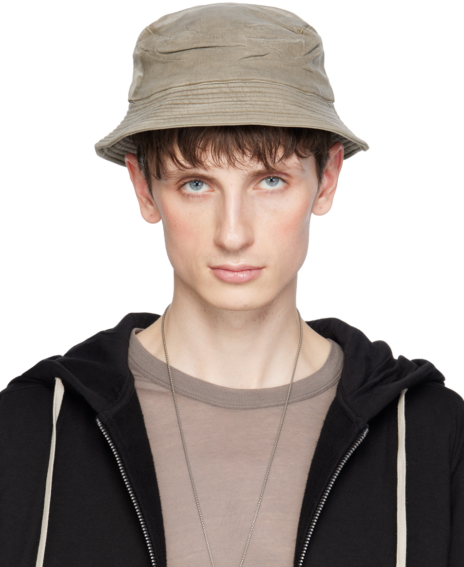Rick Owens DRKSHDW: Chapeau bob Gilligan blanc cassé à rebord étroit ...