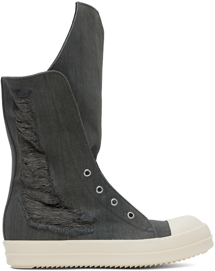 Rick Owens DRKSHDW: Baskets montantes de style botte grises | SSENSE France