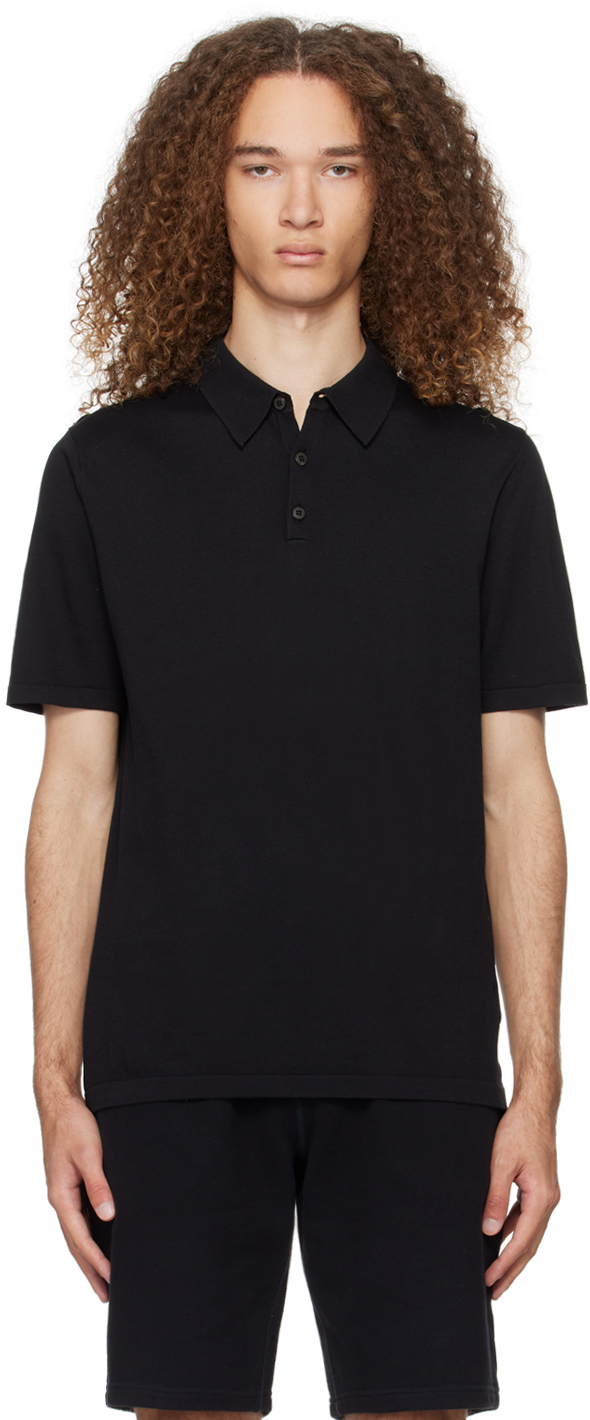 Sunspel: Black Three-Button Polo | SSENSE