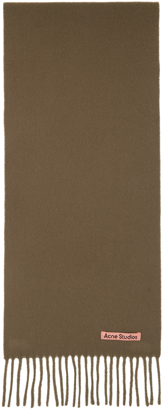 Acne Studios: Khaki Fringe Scarf | SSENSE Canada
