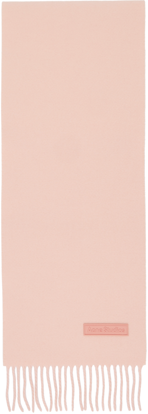 Acne Studios: Pink Fringe Wool Scarf | SSENSE
