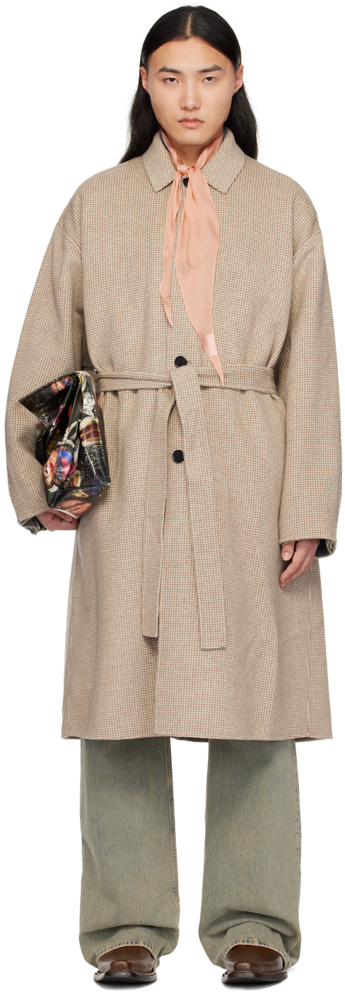 Beige Houndstooth Coat by Acne Studios on Sale