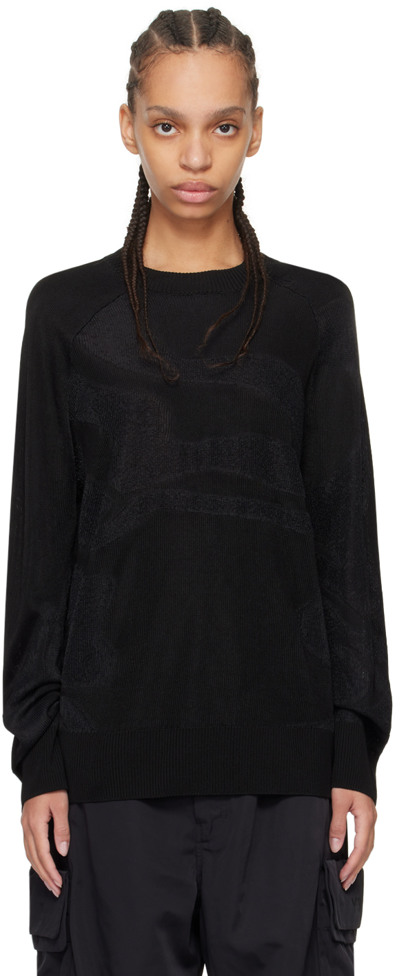 Y 3 Pull Noir à Motif Graphique Et Logo En Tricot Jacquard Ssense France