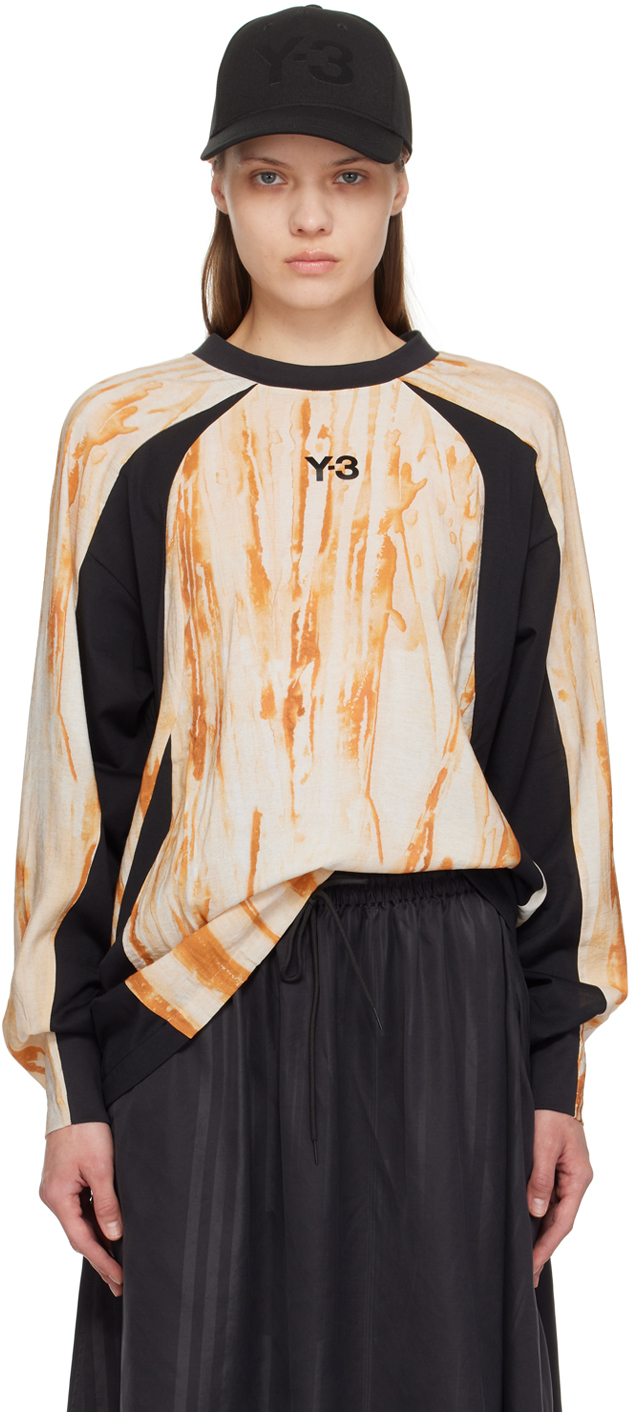 Orange & Black Rust Dye Long Sleeve T-Shirt by Y-3 on Sale