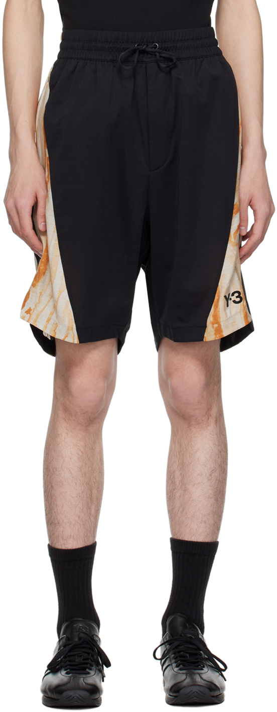 Black & Orange Rust Dye Shorts by Y-3 on Sale
