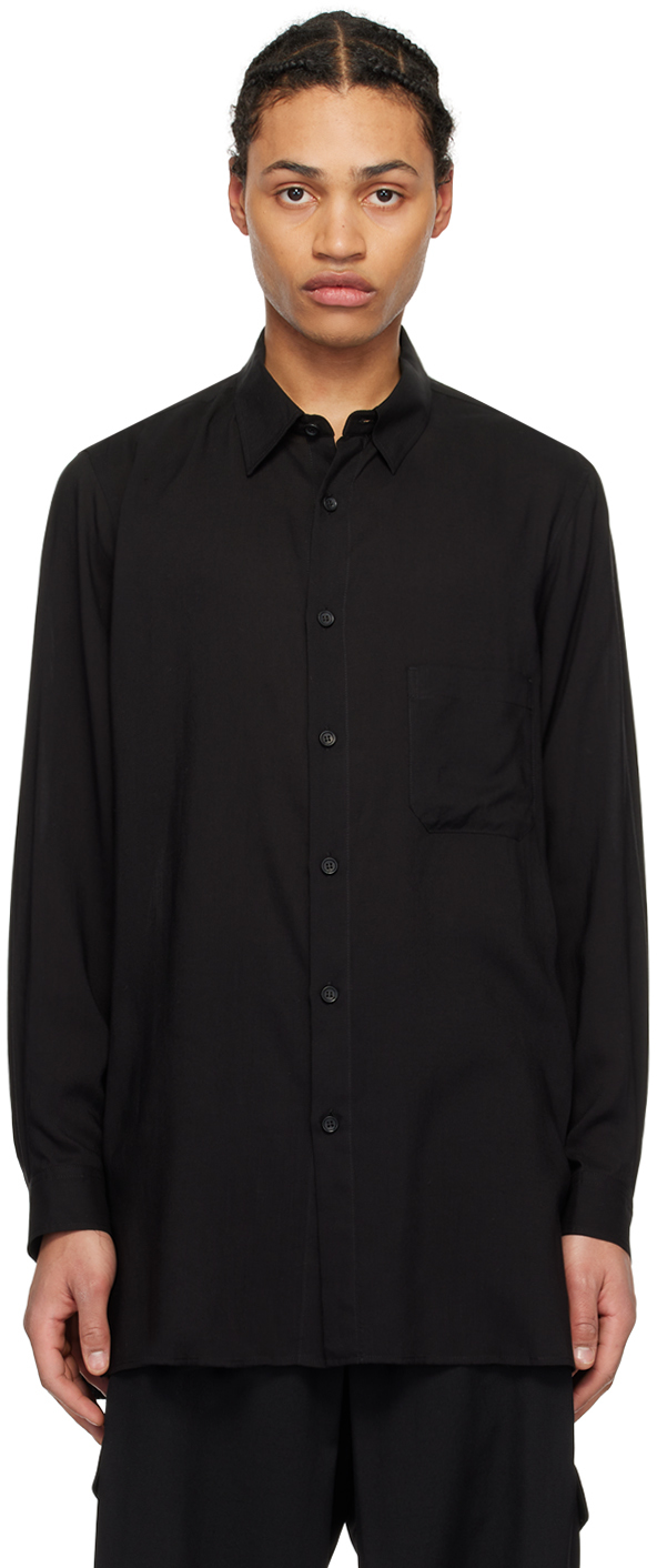 Black Button Shirt by Y's For Men on Sale
