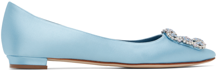 Manolo Blahnik: Blue Hangisiflat Ballerina Flats | SSENSE