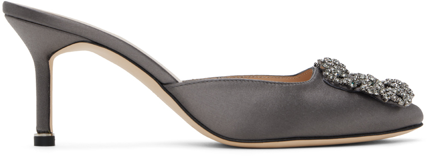 Manolo Blahnik: Gray Hangisimu Mules | SSENSE