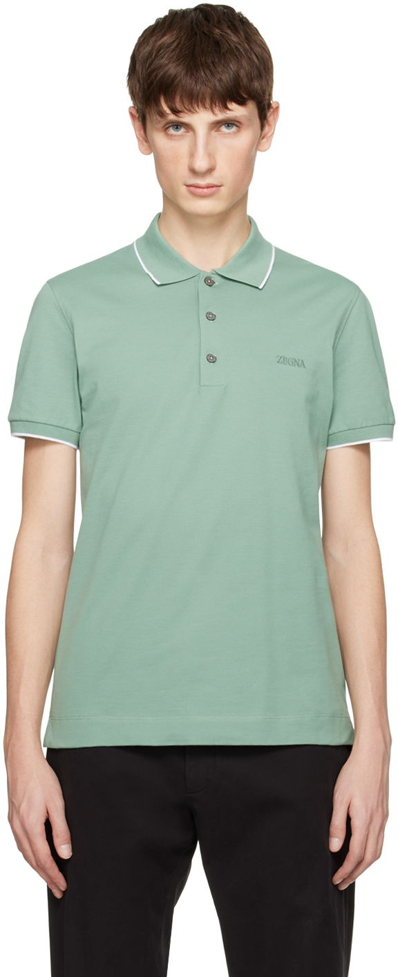 Green Three-Button Polo by ZEGNA on Sale