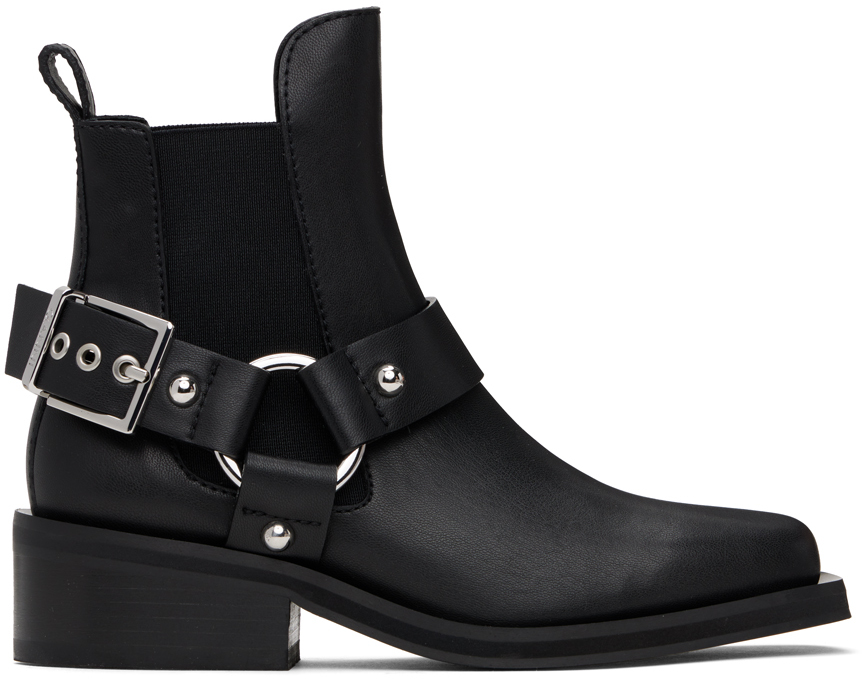 Bottes chelsea de style motard noires GANNI en solde