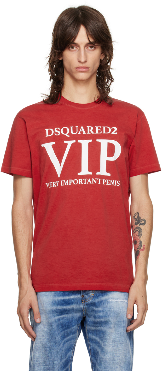 Red 'VIP' Cool Fit T-Shirt by Dsquared2 on Sale