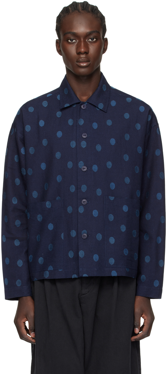 Navy PJ Jacquard Shirt by YMC on Sale