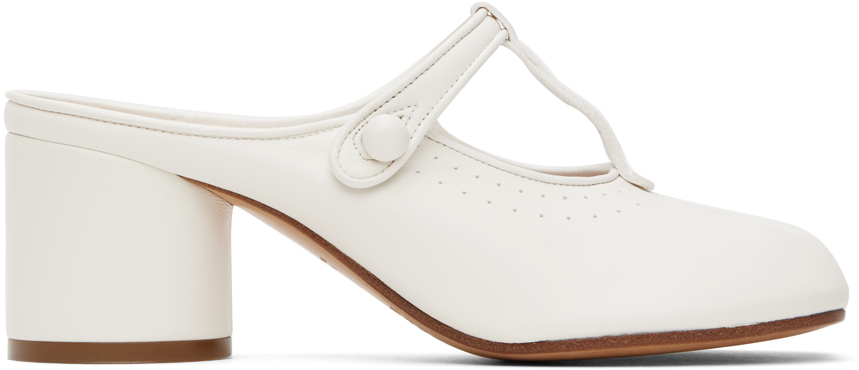 Maison Margiela: Off-White Tabi Mary Jane 60 Mules | SSENSE Maison Margiela: Off-White Tabi Mary Jane 60 Mules | SSENSE