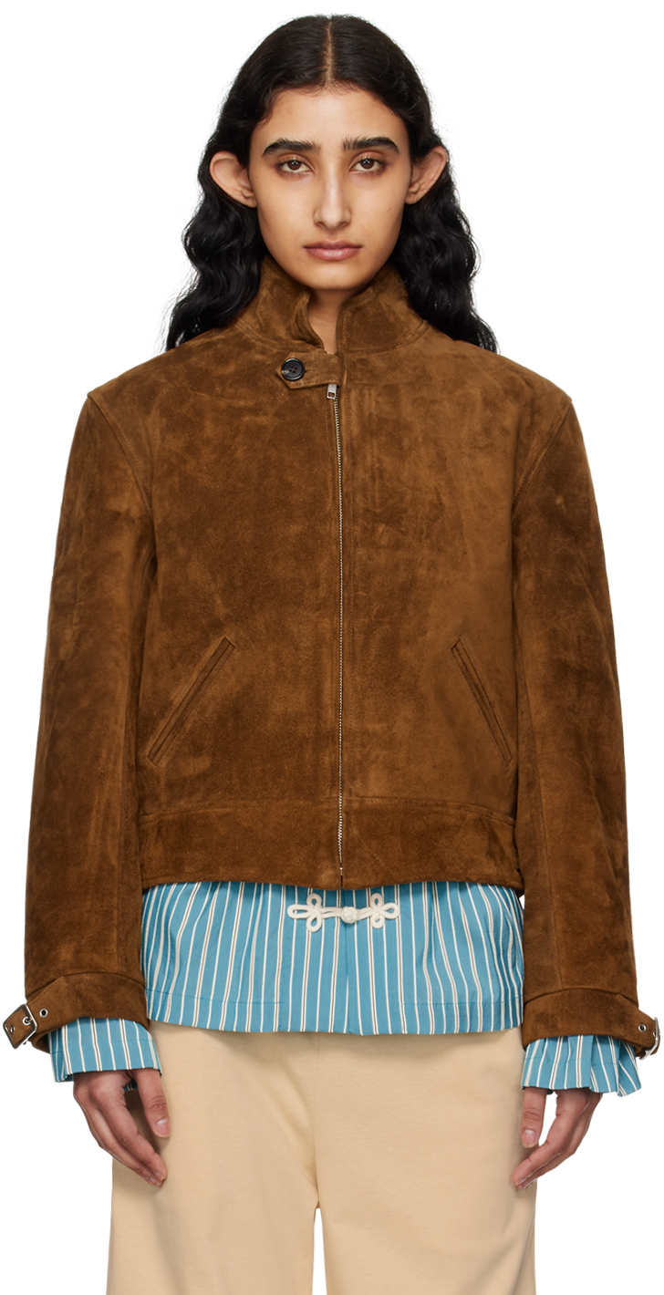 Bode: Brown Howard Leather Jacket | SSENSE