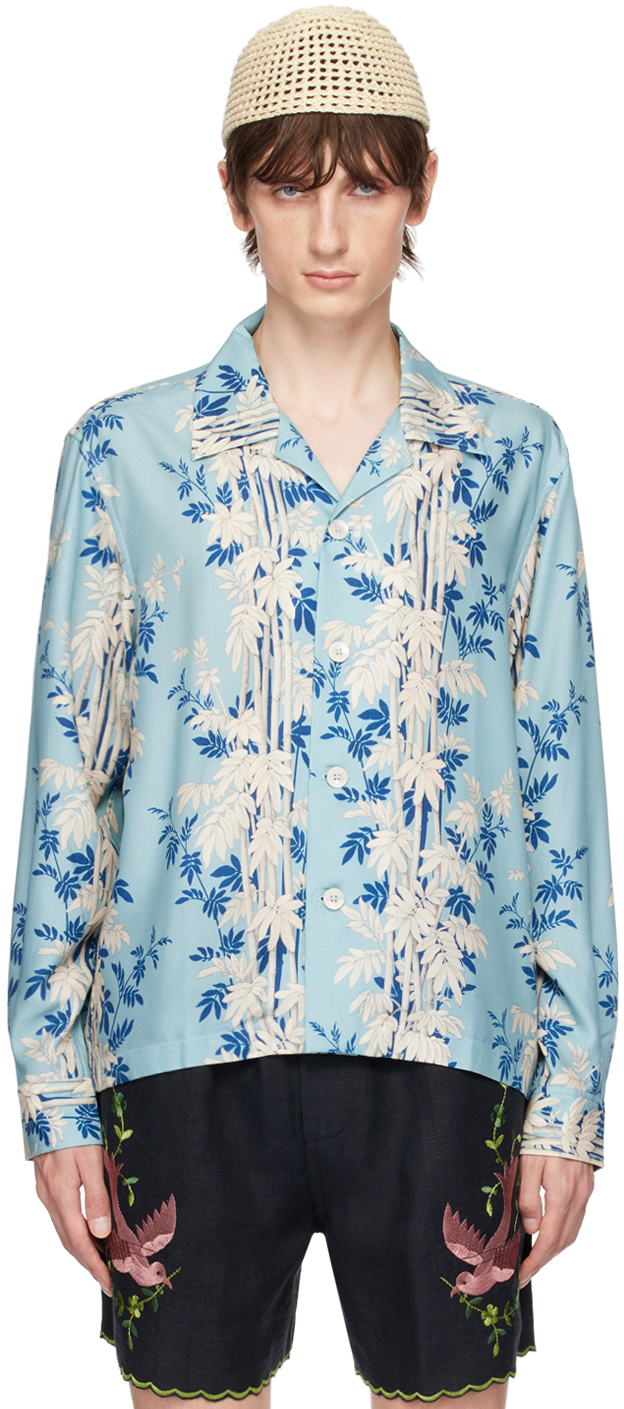 Bode: Blue Bamboo Forest Shirt | SSENSE
