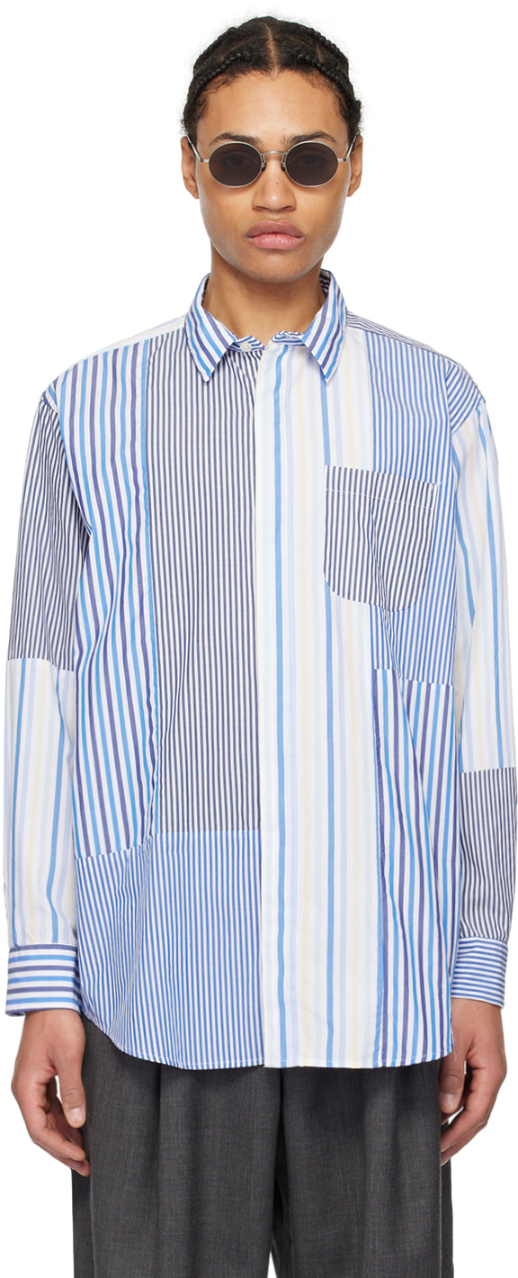 Engineered Garments: Blue & White Patchwork Shirt | SSENSE