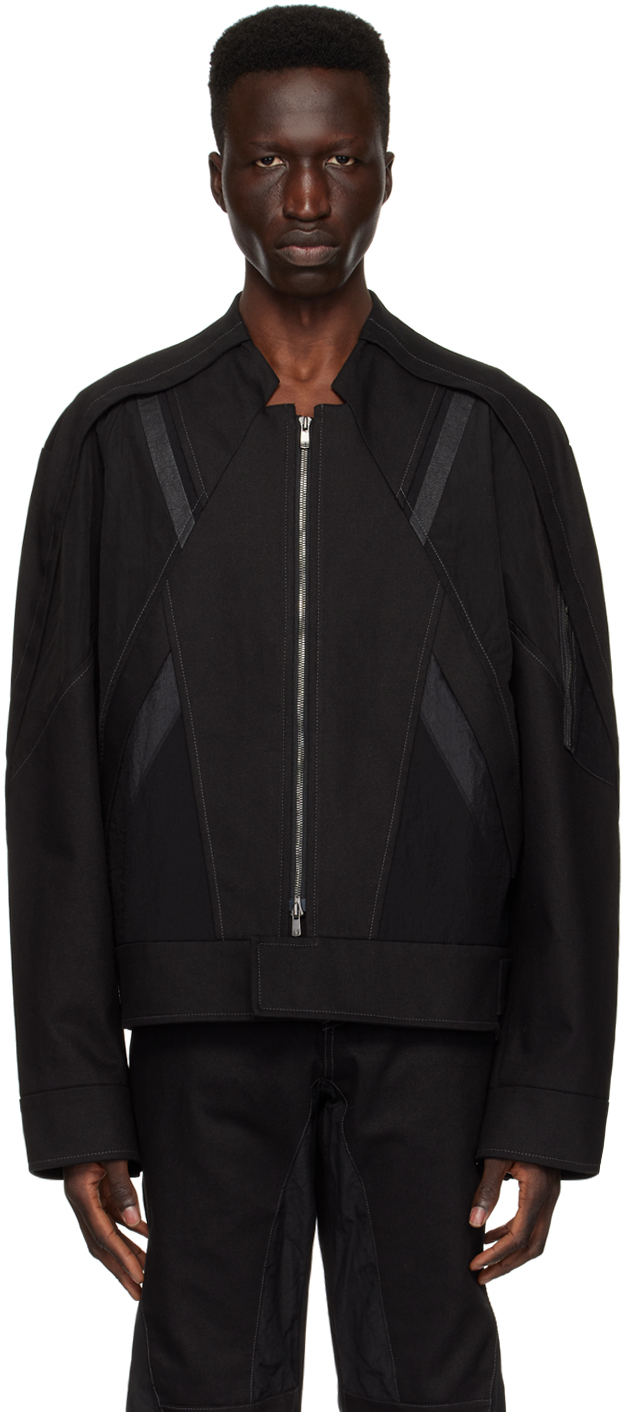 Black Trace Prism Denim Jacket by CARNET-ARCHIVE on Sale