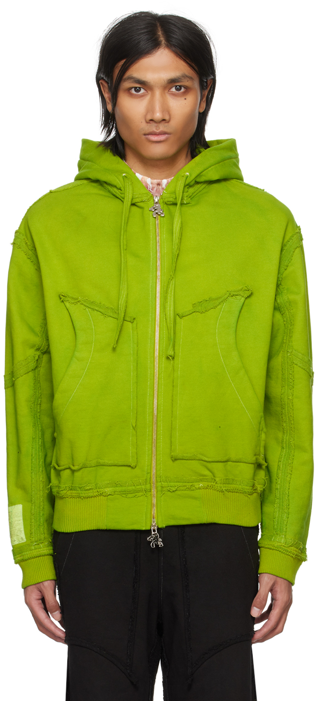 YAKU: Green Ralien Hoodie | SSENSE UK