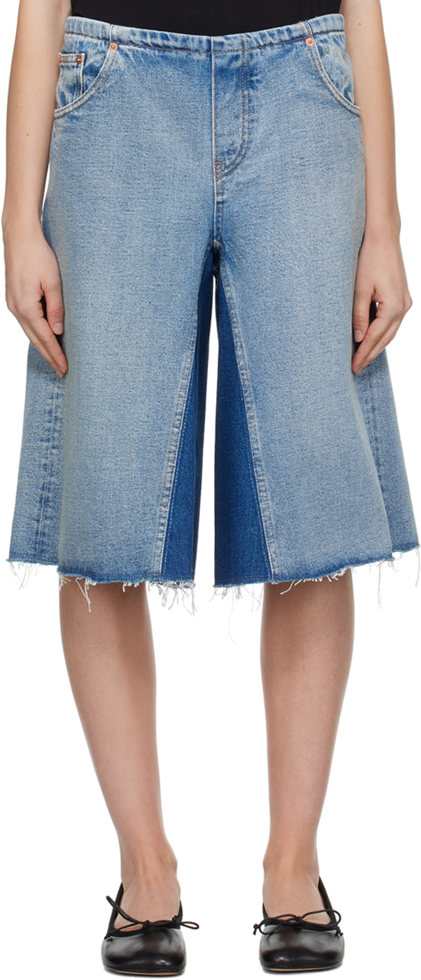 MM6 Maison Margiela: Blue Gusset Denim Shorts | SSENSE UK