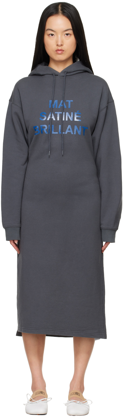 Gray 'Mat Satiné Brillant' Midi Dress by MM6 Maison Margiela on Sale