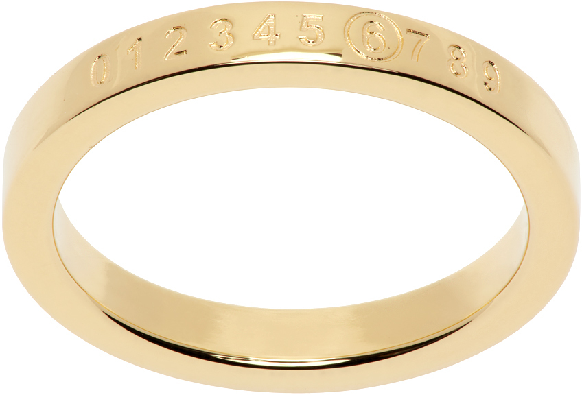 Gold Numeric Minimal Signature Ring by MM6 Maison Margiela on Sale