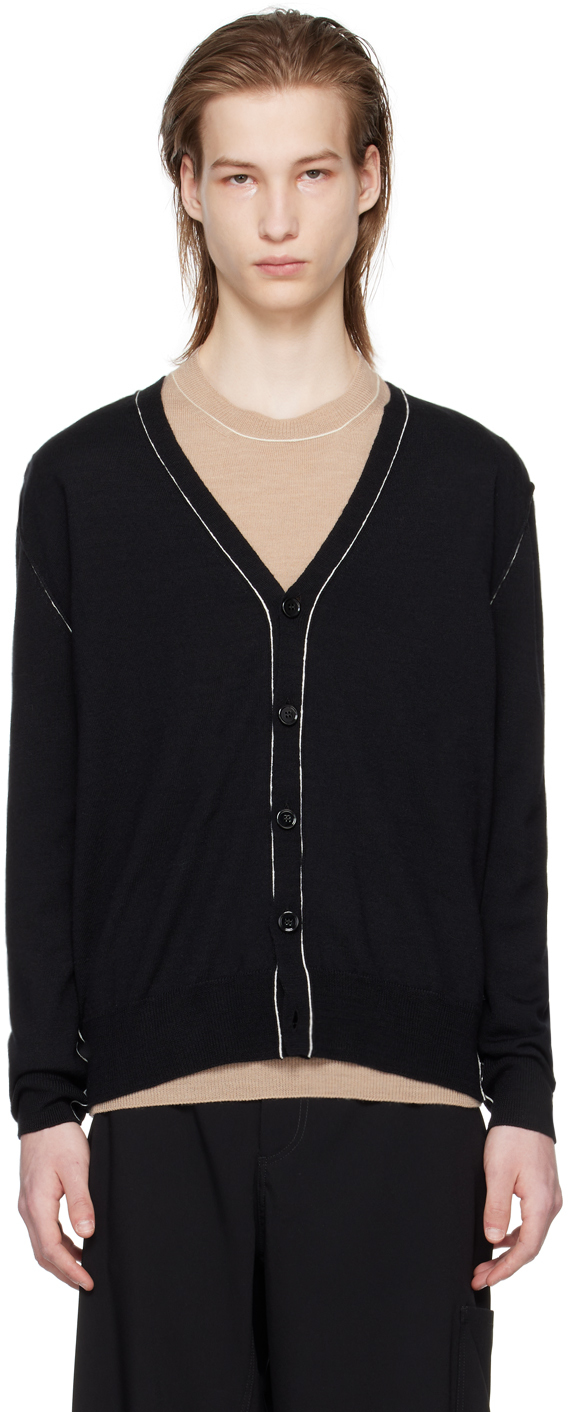 Black Inverted Seams Cardigan by MM6 Maison Margiela on Sale