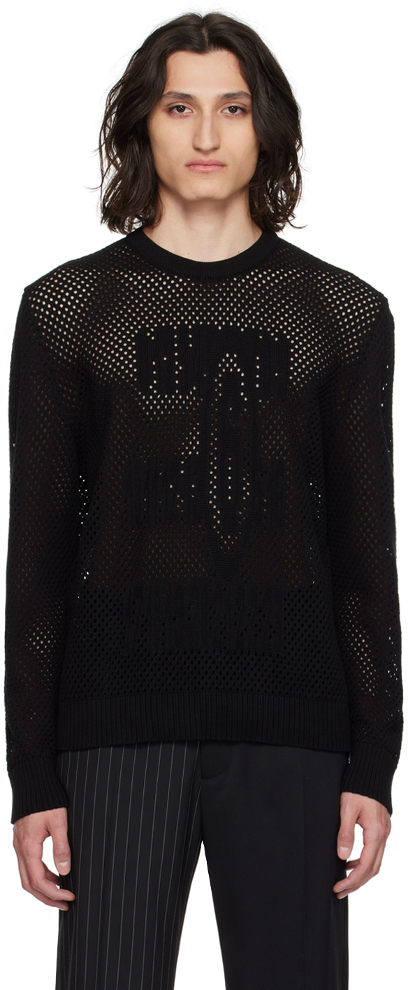 Pull Noir à Logo En Tricot Jacquard Mm6 Maison Margiela En Solde