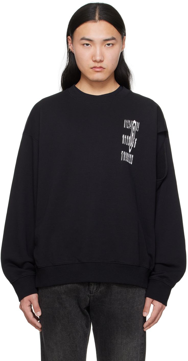 Pull molletonné noir en jersey bouclette MM6 Maison Margiela en solde