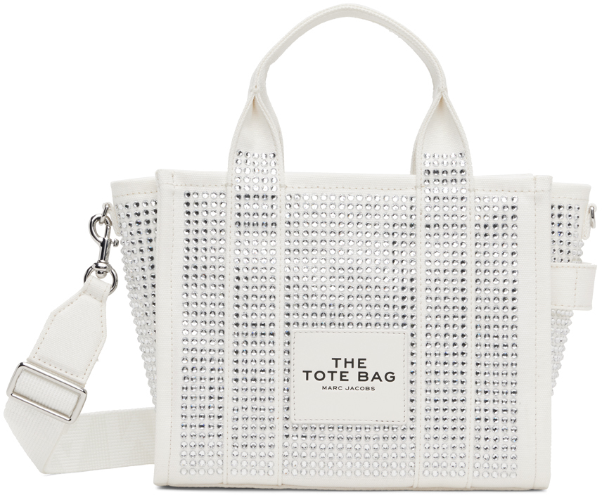 Marc Jacobs: White 'The Crystal Canvas Small' Tote | SSENSE