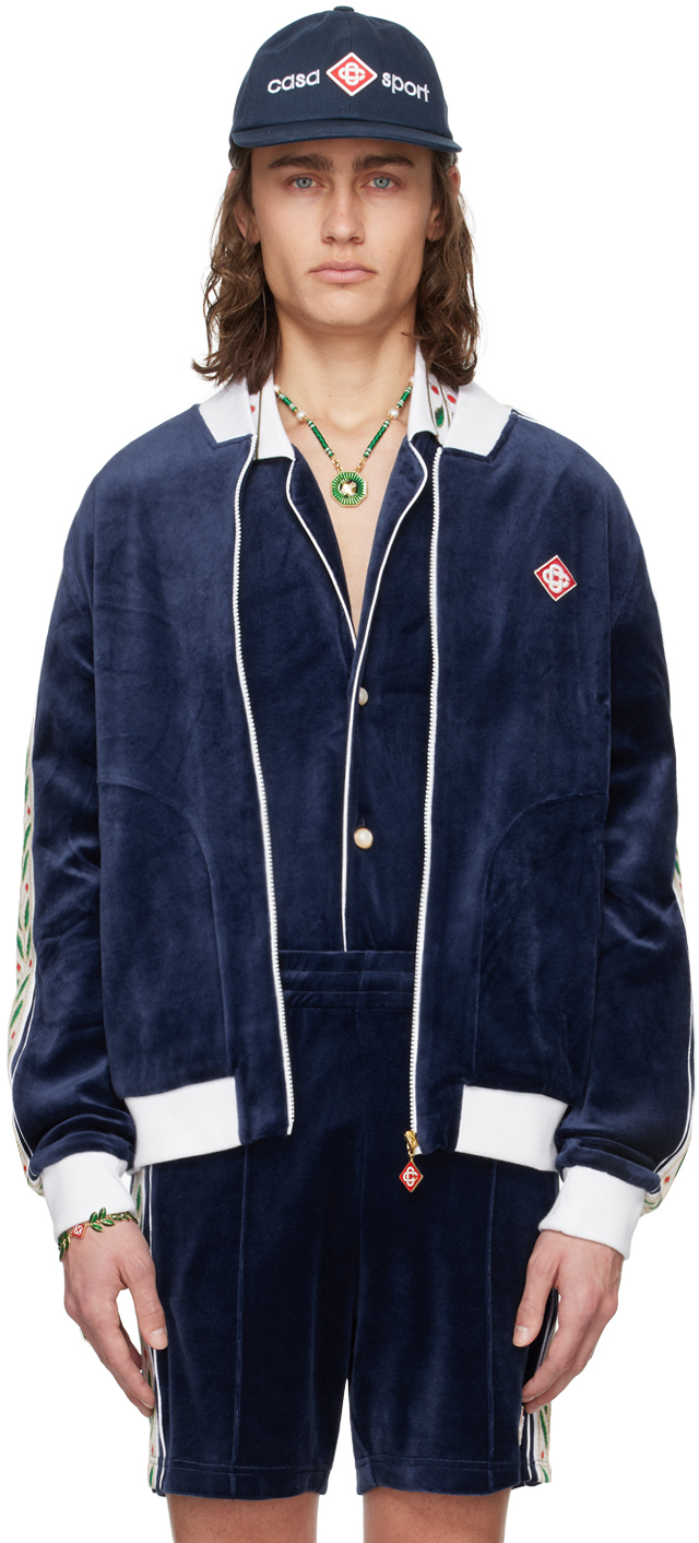 Navy Zip Sweater By Casablanca On Sale navy-zip-sweater-by-casablanca-on-sale