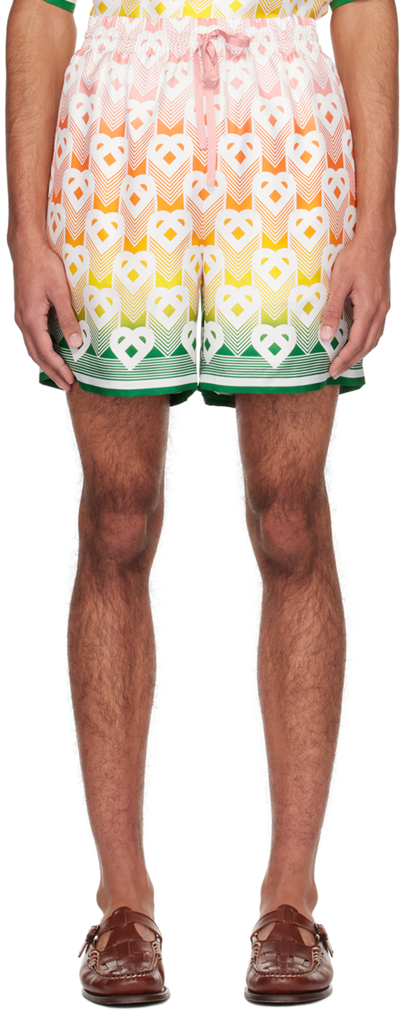 Multicolor Gradient Heart Monogram Shorts by Casablanca on Sale
