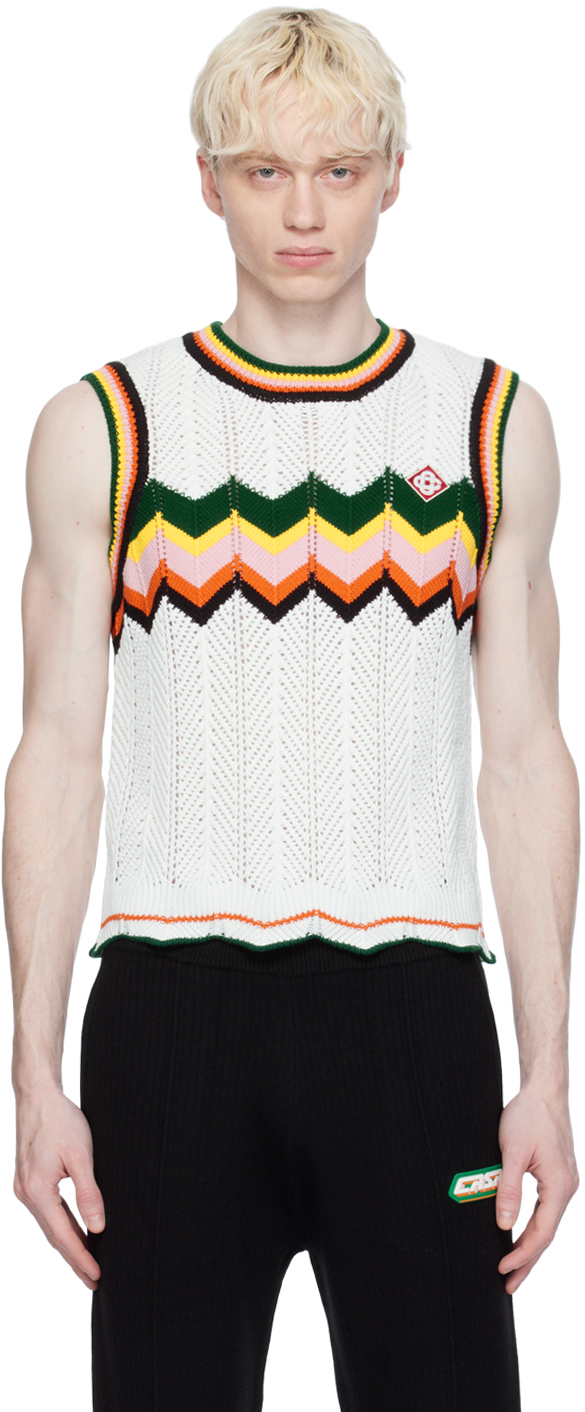 White Chevron Vest by Casablanca on Sale