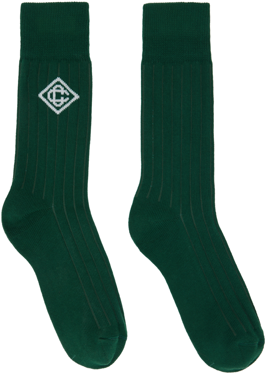 Green Monogram Logo Socks by Casablanca on Sale