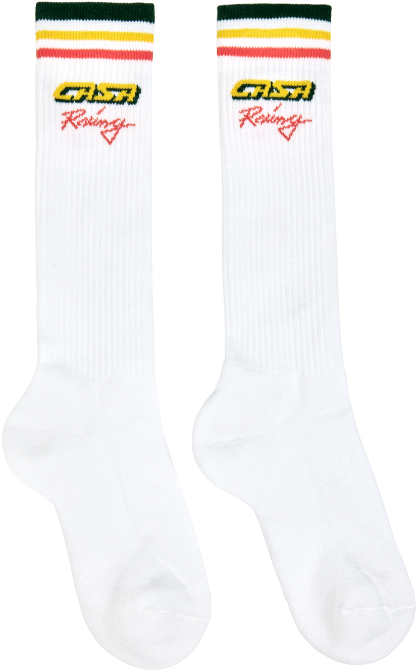 Casablanca: White 'Racing' Socks | SSENSE