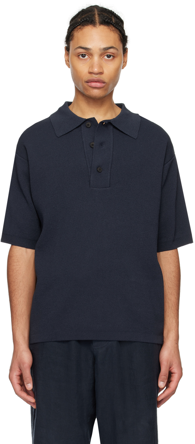 DOCUMENT: Navy Three-Button Polo | SSENSE