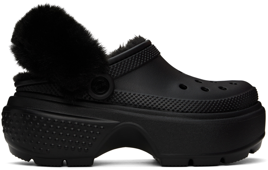 Crocs: Black Stomp Lined Clogs | SSENSE