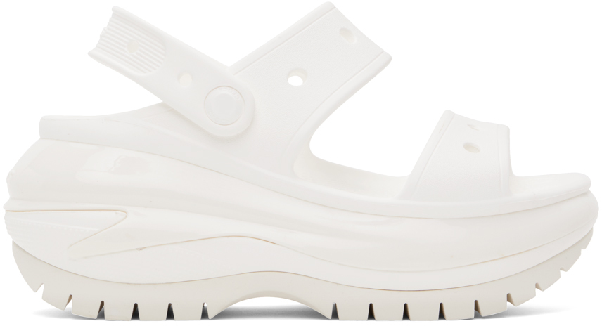 White Mega Crush Sandals by Crocs on Sale