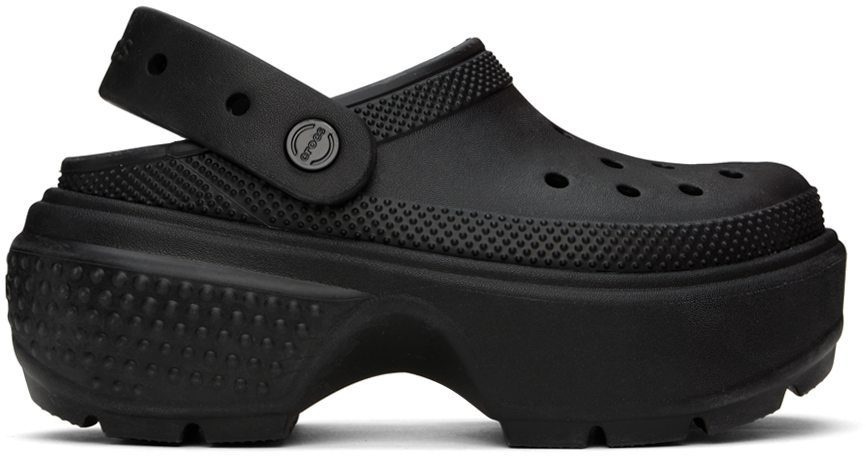 Black Stomp Clogs by Crocs on Sale