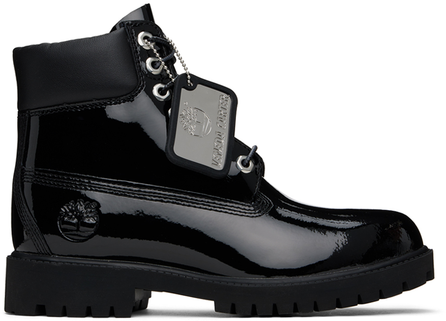 Timberland: Black Veneda Carter Edition Heritage Lace-Up Boots | SSENSE ...