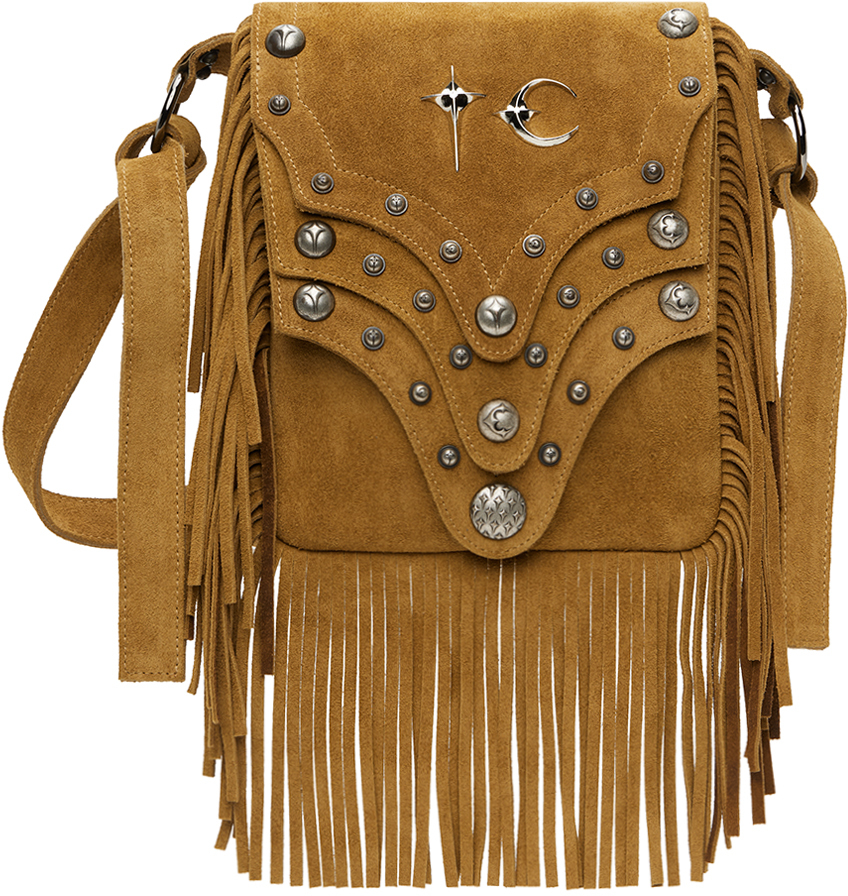 Beige Castle Cowboy Messenger Bag by Thug Club on Sale