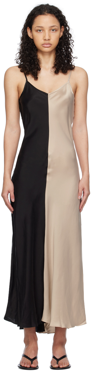 Beige & Black Two-Tone Midi Dress by Silk Laundry on Sale