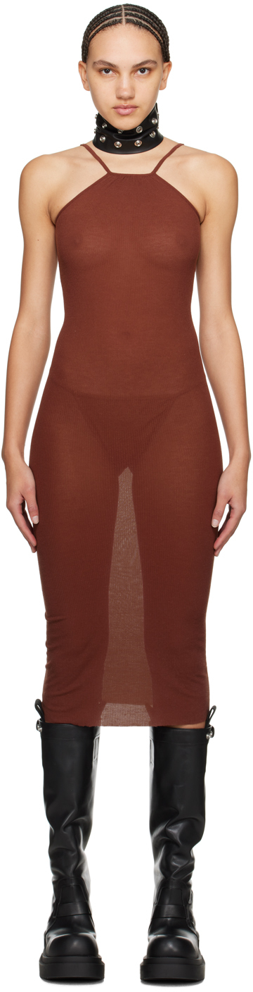 Rick Owens: Robe midi Skorpio bourgogne | SSENSE France